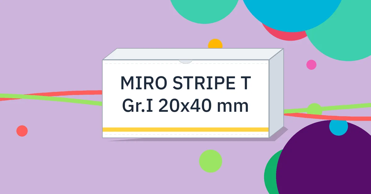 Symbolbild: Packung mit der Aufschrift MIRO STRIPE T Gr.I 20x40 mm (PZN 04452733) – Verfügbarkeit und Bezug in Apotheken in Frankfurt am Main