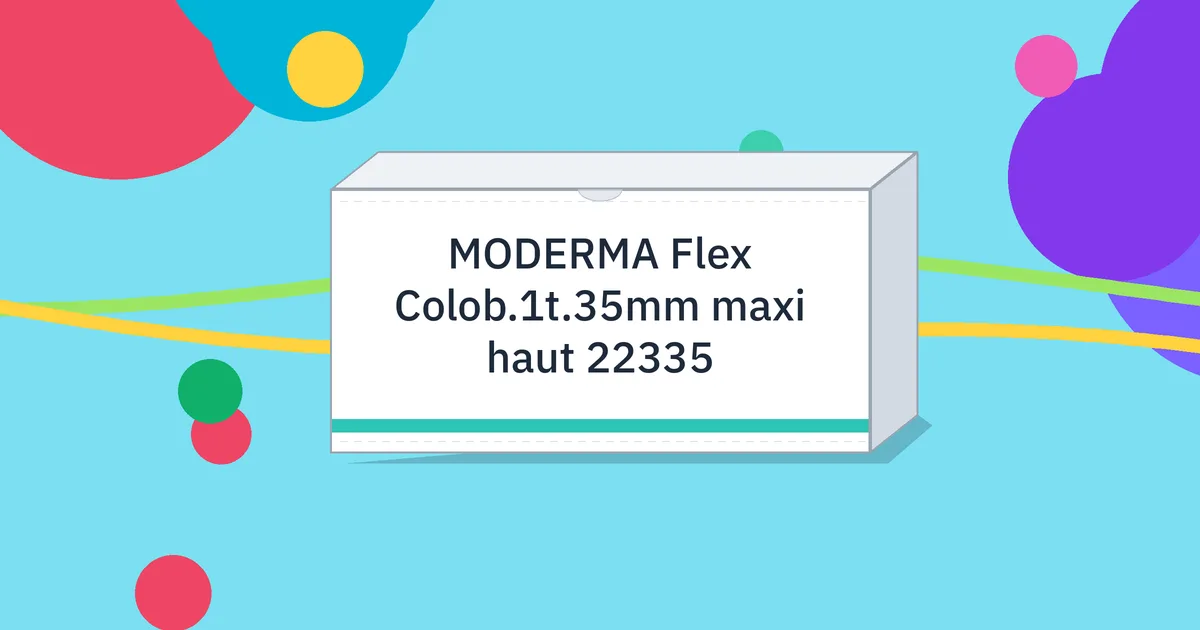 Symbolbild: Packung mit der Aufschrift MODERMA Flex Colob.1t.35mm maxi haut 22335 (PZN 00788695) – Verfügbarkeit und Bezug in Apotheken in Frankfurt am Main