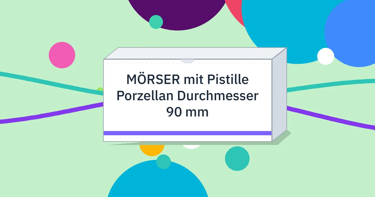 Symbolbild: Packung mit der Aufschrift MÖRSER mit Pistille Porzellan Durchmesser 90 mm (PZN 00908277) – Verfügbarkeit und Bezug in Apotheken in Frankfurt am Main