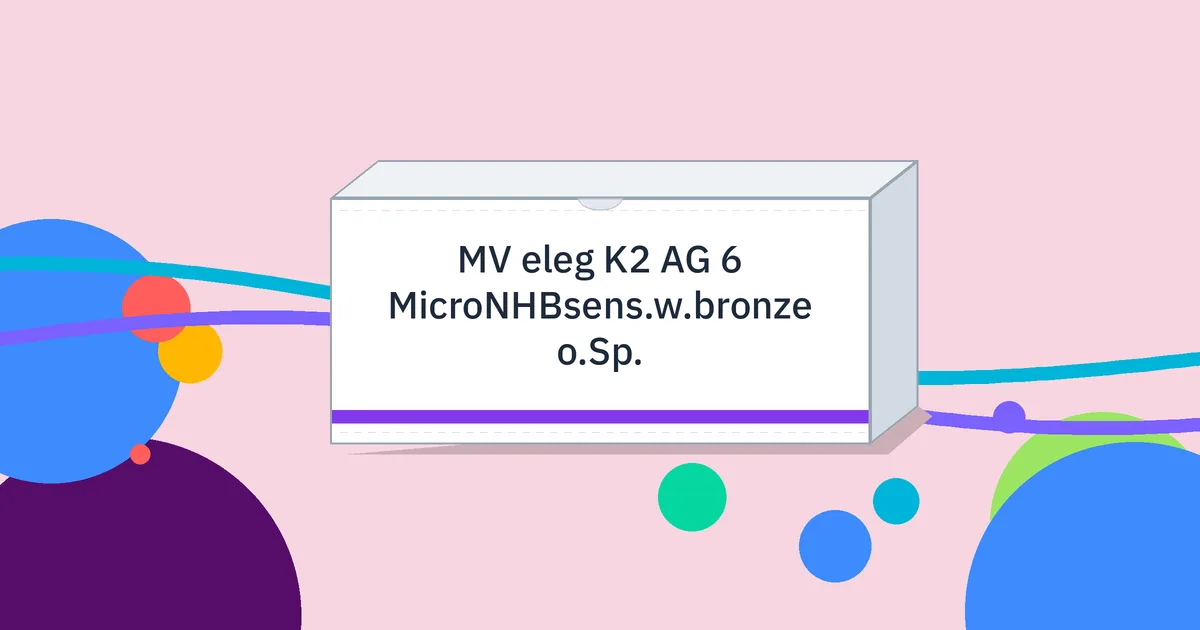 Symbolbild: Packung mit der Aufschrift MV eleg K2 AG 6 MicroNHBsens.w.bronze o.Sp. (PZN 15725418) – Verfügbarkeit und Bezug in Apotheken in Frankfurt am Main