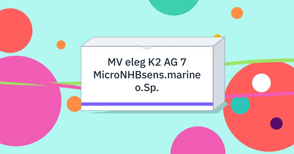 Symbolbild: Packung mit der Aufschrift MV eleg K2 AG 7 MicroNHBsens.marine o.Sp. (PZN 15724494) – Verfügbarkeit und Bezug in Apotheken in Frankfurt am Main