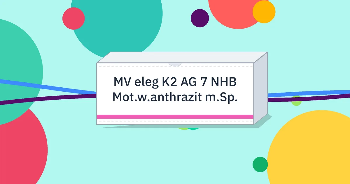 Symbolbild: Packung mit der Aufschrift MV eleg K2 AG 7 NHB Mot.w.anthrazit m.Sp. (PZN 15726205) – Verfügbarkeit und Bezug in Apotheken in Frankfurt am Main