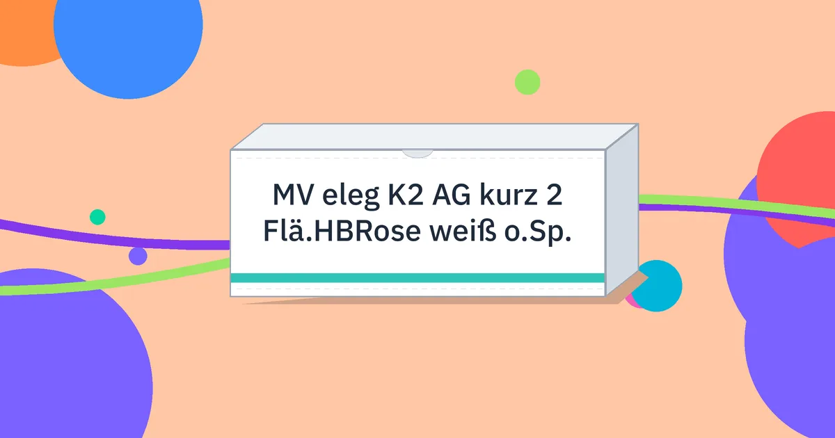 Symbolbild: Packung mit der Aufschrift MV eleg K2 AG kurz 2 Flä.HBRose weiß o.Sp. (PZN 15705255) – Verfügbarkeit und Bezug in Apotheken in Frankfurt am Main