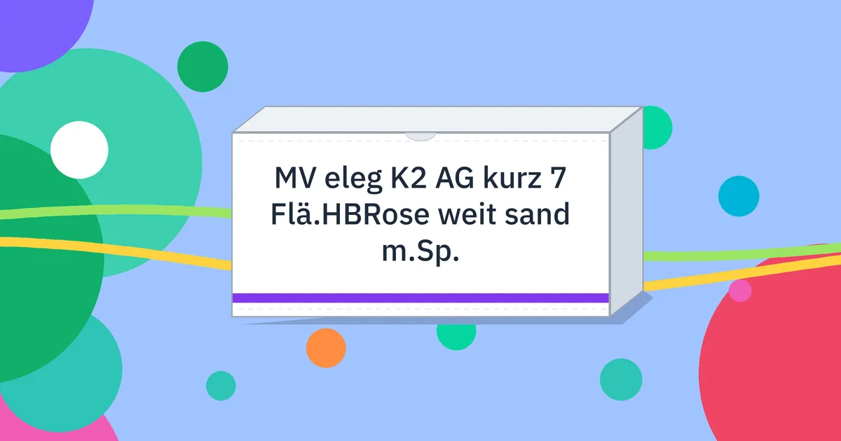 Symbolbild: Packung mit der Aufschrift MV eleg K2 AG kurz 7 Flä.HBRose weit sand m.Sp. (PZN 18926324) – Verfügbarkeit und Bezug in Apotheken in Frankfurt am Main