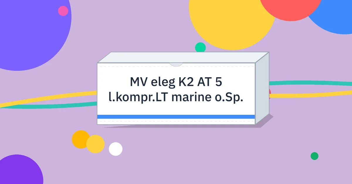 Symbolbild: Packung mit der Aufschrift MV eleg K2 AT 5 l.kompr.LT marine o.Sp. (PZN 15285994) – Verfügbarkeit und Bezug in Apotheken in Frankfurt am Main