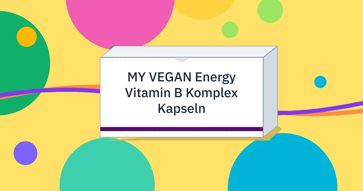 Symbolbild: Packung mit der Aufschrift MY VEGAN Energy Vitamin B Komplex Kapseln (PZN 11149633) – Verfügbarkeit und Bezug in Apotheken in Frankfurt am Main