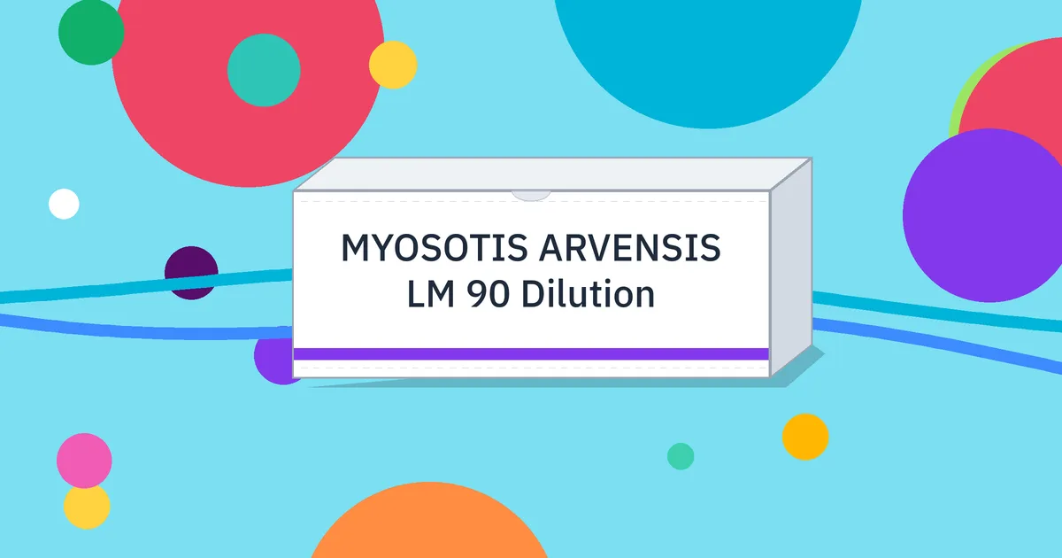 Symbolbild: Packung mit der Aufschrift MYOSOTIS ARVENSIS LM 90 Dilution (PZN 13612383) – Verfügbarkeit und Bezug in Apotheken in Frankfurt am Main