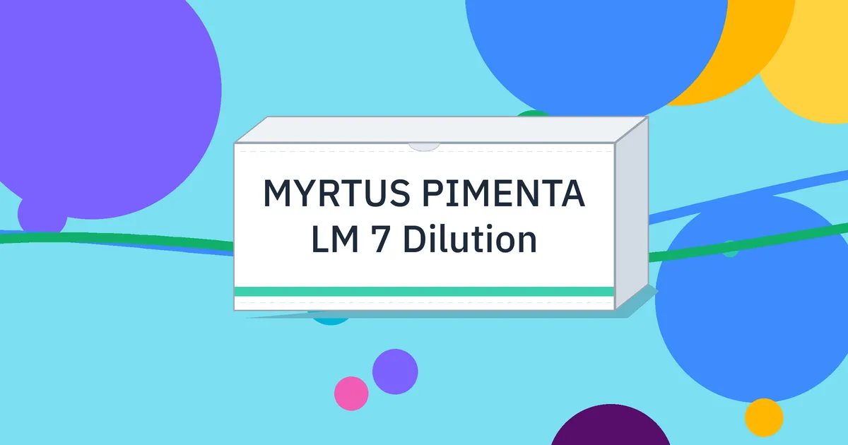 Symbolbild: Packung mit der Aufschrift MYRTUS PIMENTA LM 7 Dilution (PZN 13614376) – Verfügbarkeit und Bezug in Apotheken in Frankfurt am Main
