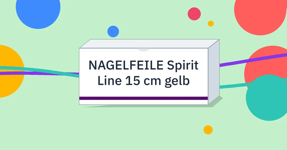 Symbolbild: Packung mit der Aufschrift NAGELFEILE Spirit Line 15 cm gelb (PZN 01506888) – Verfügbarkeit und Bezug in Apotheken in Frankfurt am Main