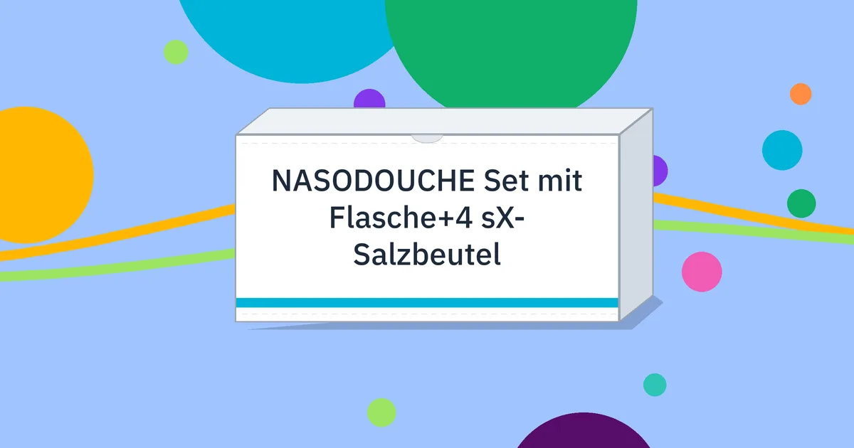 Symbolbild: Packung mit der Aufschrift NASODOUCHE Set mit Flasche+4 sX-Salzbeutel (PZN 00716419) – Verfügbarkeit und Bezug in Apotheken in Frankfurt am Main