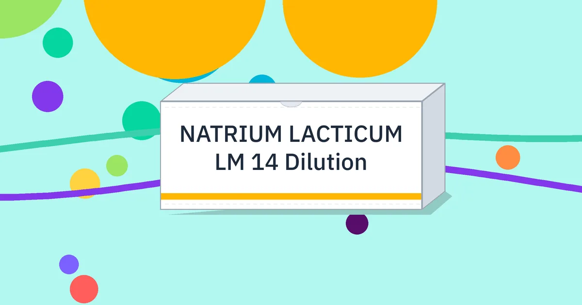 Symbolbild: Packung mit der Aufschrift NATRIUM LACTICUM LM 14 Dilution (PZN 12964855) – Verfügbarkeit und Bezug in Apotheken in Frankfurt am Main