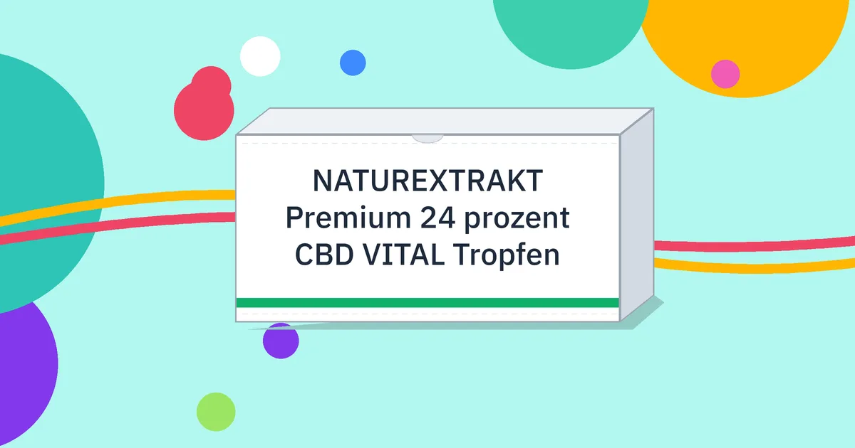 Symbolbild: Packung mit der Aufschrift NATUREXTRAKT Premium 24 prozent CBD VITAL Tropfen (PZN 16892271) – Verfügbarkeit und Bezug in Apotheken in Frankfurt am Main