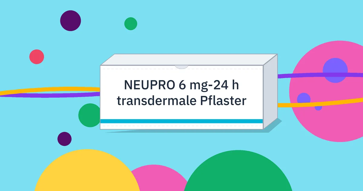 Symbolbild: Packung mit der Aufschrift NEUPRO 6 mg-24 h transdermale Pflaster (PZN 16123928) – Verfügbarkeit und Bezug in Apotheken in Frankfurt am Main