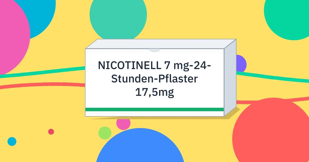 Symbolbild: Packung mit der Aufschrift NICOTINELL 7 mg-24-Stunden-Pflaster 17,5mg (PZN 19999667) – Verfügbarkeit und Bezug in Apotheken in Frankfurt am Main