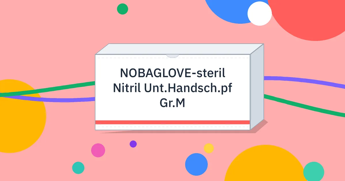 Symbolbild: Packung mit der Aufschrift NOBAGLOVE-steril Nitril Unt.Handsch.pf Gr.M (PZN 18136102) – Verfügbarkeit und Bezug in Apotheken in Frankfurt am Main