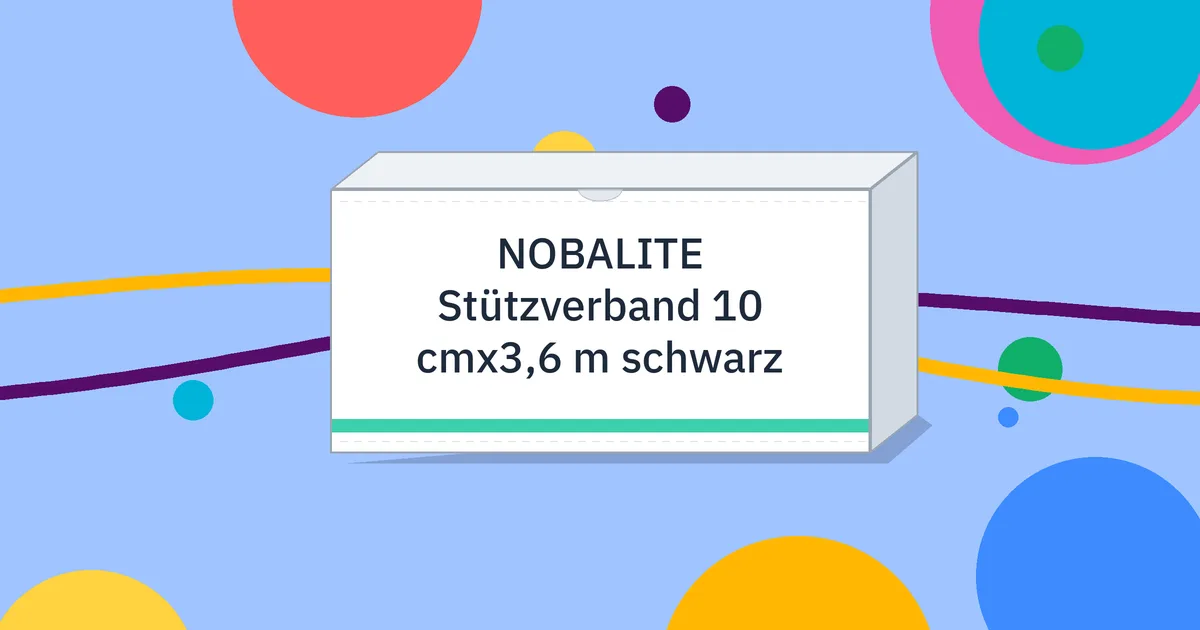 Symbolbild: Packung mit der Aufschrift NOBALITE Stützverband 10 cmx3,6 m schwarz (PZN 13166624) – Verfügbarkeit und Bezug in Apotheken in Frankfurt am Main