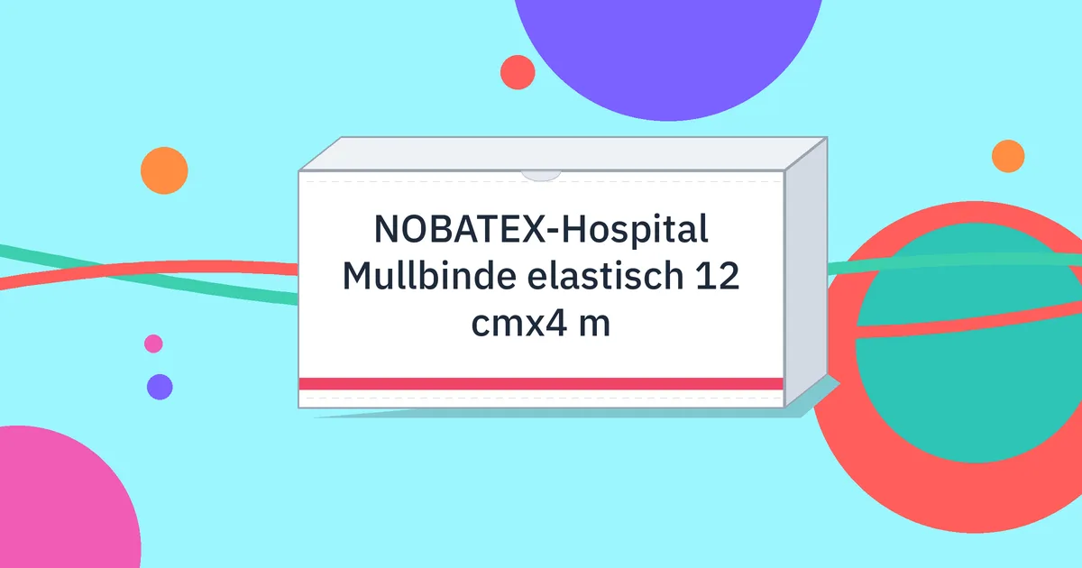 Symbolbild: Packung mit der Aufschrift NOBATEX-Hospital Mullbinde elastisch 12 cmx4 m (PZN 17558999) – Verfügbarkeit und Bezug in Apotheken in Frankfurt am Main