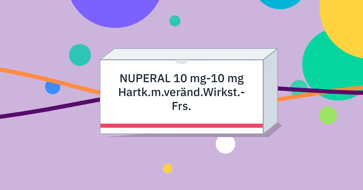 Symbolbild: Packung mit der Aufschrift NUPERAL 10 mg-10 mg Hartk.m.veränd.Wirkst.-Frs. (PZN 19554847) – Verfügbarkeit und Bezug in Apotheken in Frankfurt am Main