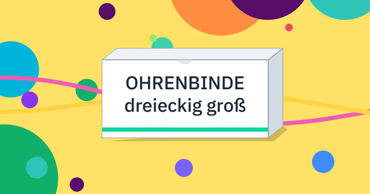 Symbolbild: Packung mit der Aufschrift OHRENBINDE dreieckig groß (PZN 04844568) – Verfügbarkeit und Bezug in Apotheken in Frankfurt am Main