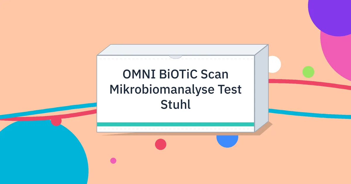 Symbolbild: Packung mit der Aufschrift OMNI BiOTiC Scan Mikrobiomanalyse Test Stuhl (PZN 18680828) – Verfügbarkeit und Bezug in Apotheken in Frankfurt am Main