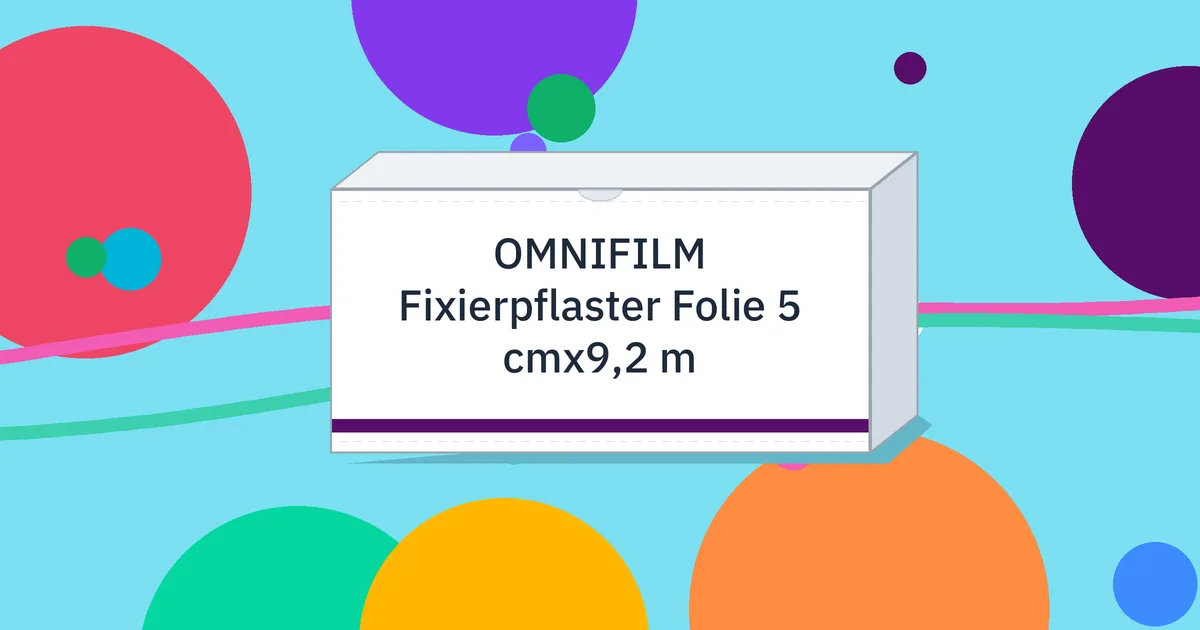 Symbolbild: Packung mit der Aufschrift OMNIFILM Fixierpflaster Folie 5 cmx9,2 m (PZN 02240665) – Verfügbarkeit und Bezug in Apotheken in Frankfurt am Main