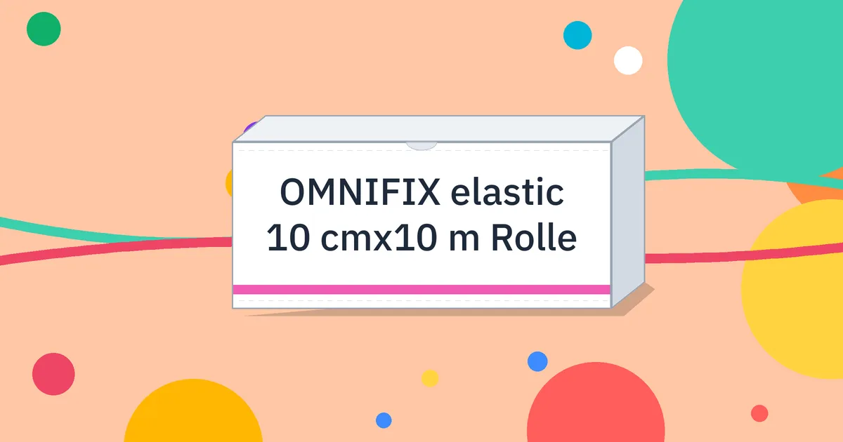 Symbolbild: Packung mit der Aufschrift OMNIFIX elastic 10 cmx10 m Rolle (PZN 19752116) – Verfügbarkeit und Bezug in Apotheken in Frankfurt am Main