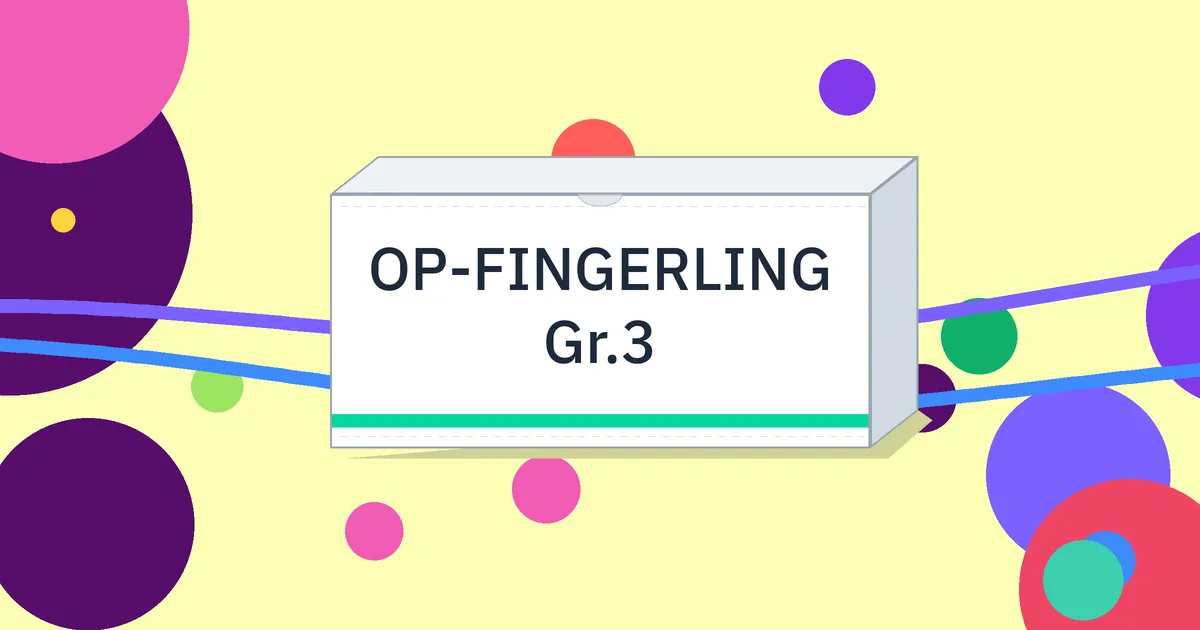 Symbolbild: Packung mit der Aufschrift OP-FINGERLING Gr.3 (PZN 04755557) – Verfügbarkeit und Bezug in Apotheken in Frankfurt am Main
