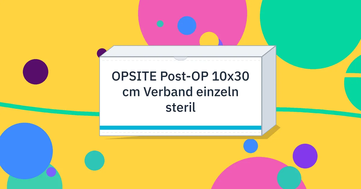 Symbolbild: Packung mit der Aufschrift OPSITE Post-OP 10x30 cm Verband einzeln steril (PZN 20284175) – Verfügbarkeit und Bezug in Apotheken in Frankfurt am Main