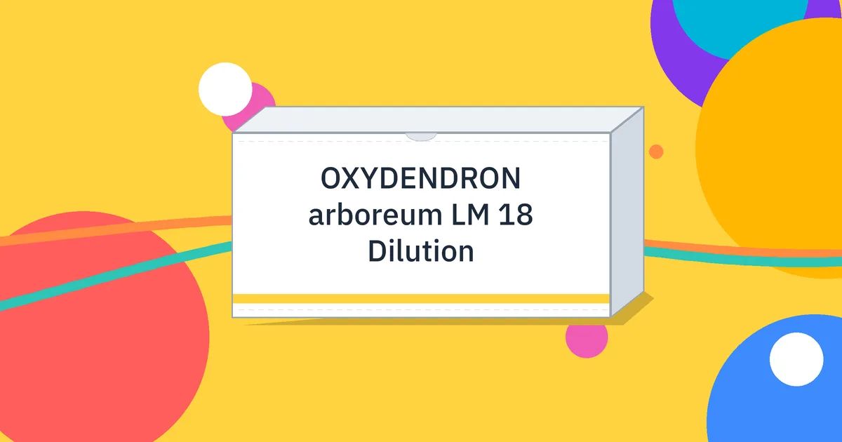 Symbolbild: Packung mit der Aufschrift OXYDENDRON arboreum LM 18 Dilution (PZN 13629484) – Verfügbarkeit und Bezug in Apotheken in Frankfurt am Main
