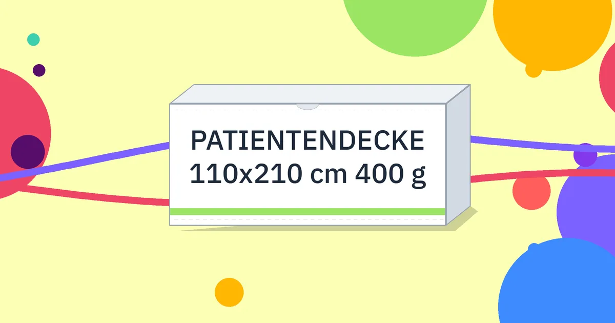 Symbolbild: Packung mit der Aufschrift PATIENTENDECKE 110x210 cm 400 g (PZN 14216790) – Verfügbarkeit und Bezug in Apotheken in Frankfurt am Main