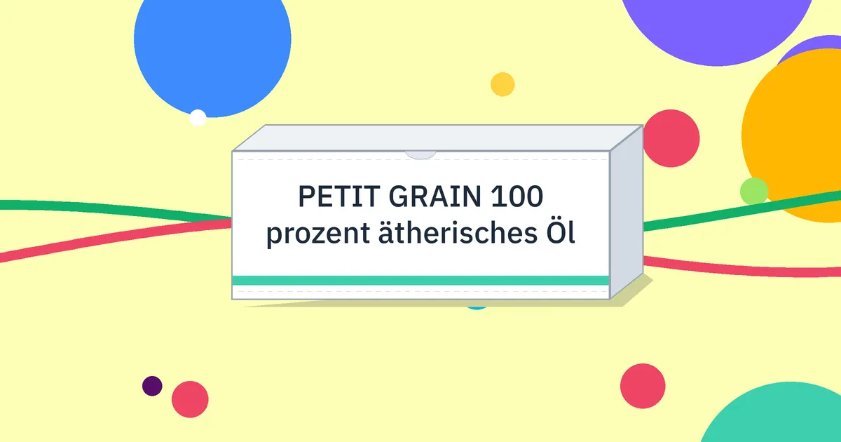 Symbolbild: Packung mit der Aufschrift PETIT GRAIN 100 prozent ätherisches Öl (PZN 07206101) – Verfügbarkeit und Bezug in Apotheken in Frankfurt am Main