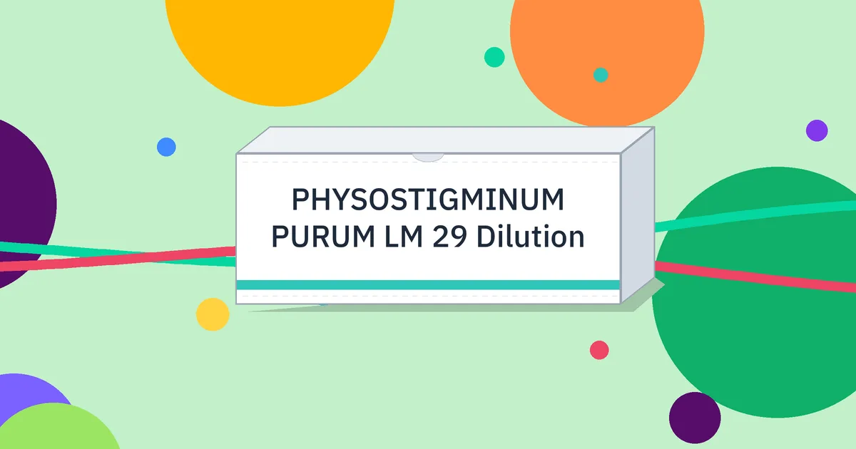 Symbolbild: Packung mit der Aufschrift PHYSOSTIGMINUM PURUM LM 29 Dilution (PZN 13036011) – Verfügbarkeit und Bezug in Apotheken in Frankfurt am Main