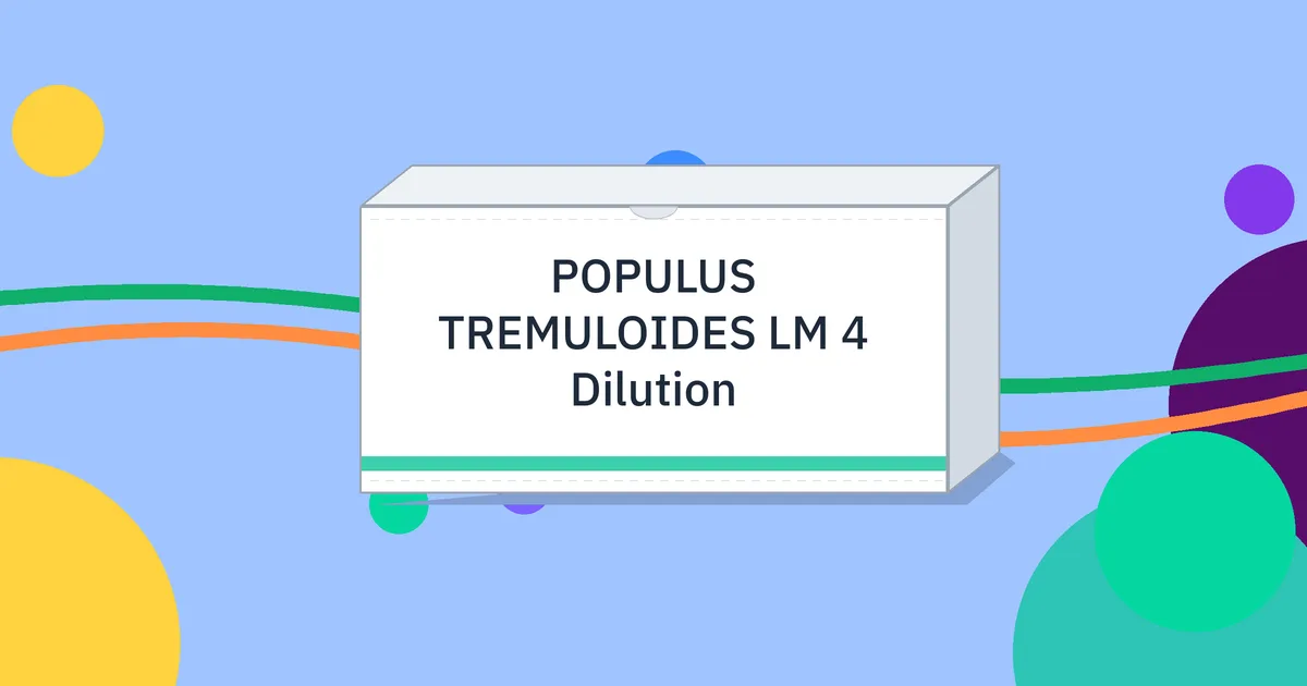 Symbolbild: Packung mit der Aufschrift POPULUS TREMULOIDES LM 4 Dilution (PZN 13664635) – Verfügbarkeit und Bezug in Apotheken in Frankfurt am Main