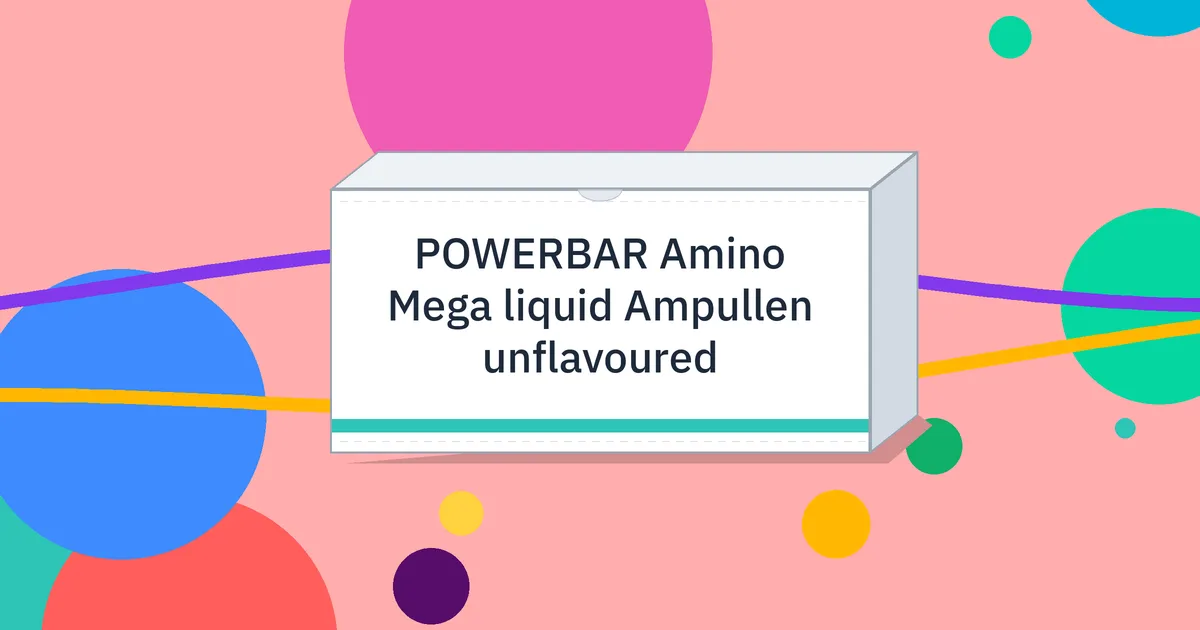 Symbolbild: Packung mit der Aufschrift POWERBAR Amino Mega liquid Ampullen unflavoured (PZN 19858464) – Verfügbarkeit und Bezug in Apotheken in Frankfurt am Main