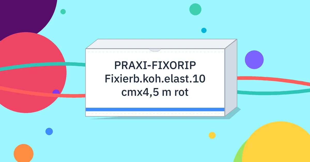 Symbolbild: Packung mit der Aufschrift PRAXI-FIXORIP Fixierb.koh.elast.10 cmx4,5 m rot (PZN 17490103) – Verfügbarkeit und Bezug in Apotheken in Frankfurt am Main