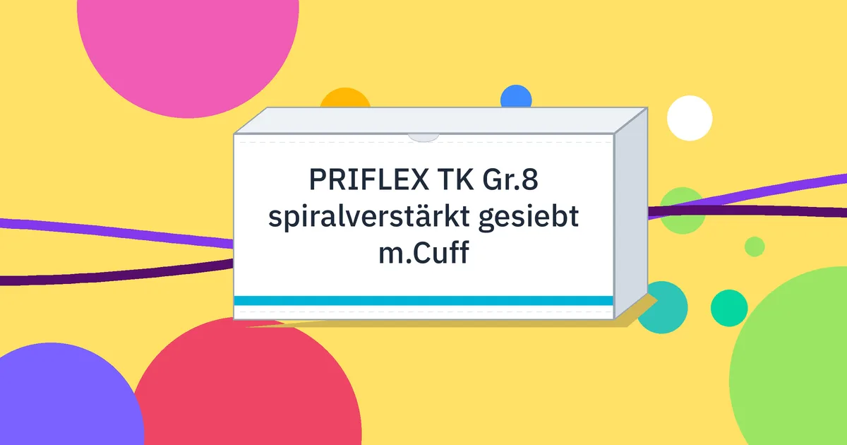 Symbolbild: Packung mit der Aufschrift PRIFLEX TK Gr.8 spiralverstärkt gesiebt m.Cuff (PZN 10287617) – Verfügbarkeit und Bezug in Apotheken in Frankfurt am Main