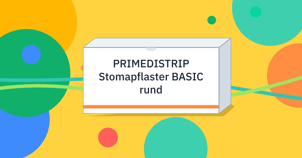 Symbolbild: Packung mit der Aufschrift PRIMEDISTRIP Stomapflaster BASIC rund (PZN 11522173) – Verfügbarkeit und Bezug in Apotheken in Frankfurt am Main
