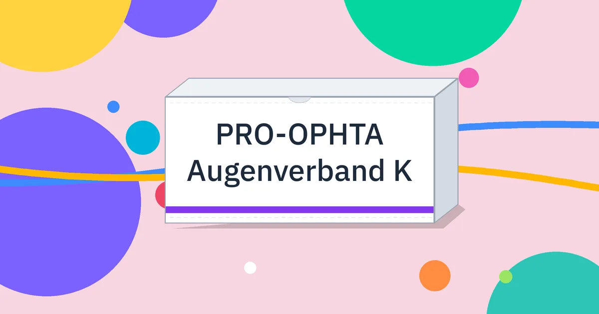Symbolbild: Packung mit der Aufschrift PRO-OPHTA Augenverband K (PZN 07202155) – Verfügbarkeit und Bezug in Apotheken in Frankfurt am Main