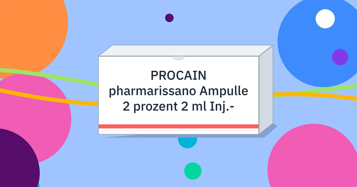 Symbolbild: Packung mit der Aufschrift PROCAIN pharmarissano Ampulle 2 prozent 2 ml Inj.- (PZN 16816287) – Verfügbarkeit und Bezug in Apotheken in Frankfurt am Main