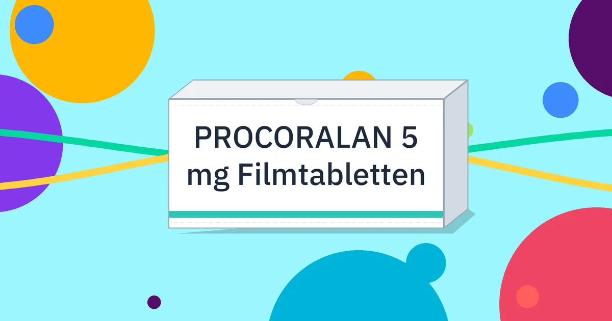 Symbolbild: Packung mit der Aufschrift PROCORALAN 5 mg Filmtabletten (PZN 10526051) – Verfügbarkeit und Bezug in Apotheken in Frankfurt am Main