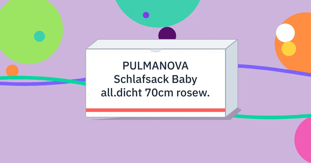 Symbolbild: Packung mit der Aufschrift PULMANOVA Schlafsack Baby all.dicht 70cm rosew. (PZN 00856600) – Verfügbarkeit und Bezug in Apotheken in Frankfurt am Main