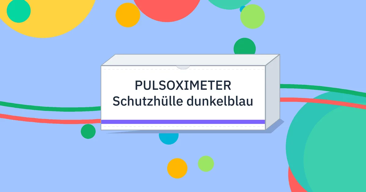 Symbolbild: Packung mit der Aufschrift PULSOXIMETER Schutzhülle dunkelblau (PZN 10757916) – Verfügbarkeit und Bezug in Apotheken in Frankfurt am Main