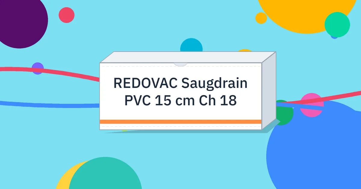 Symbolbild: Packung mit der Aufschrift REDOVAC Saugdrain PVC 15 cm Ch 18 (PZN 08827414) – Verfügbarkeit und Bezug in Apotheken in Frankfurt am Main