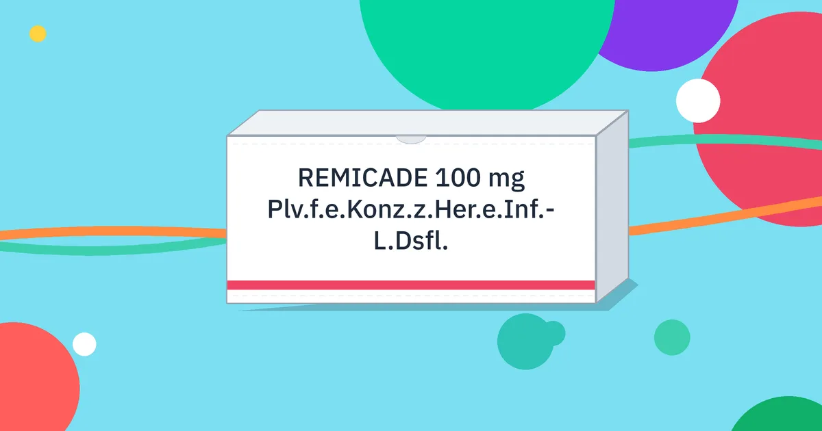 Symbolbild: Packung mit der Aufschrift REMICADE 100 mg Plv.f.e.Konz.z.Her.e.Inf.-L.Dsfl. (PZN 08453592) – Verfügbarkeit und Bezug in Apotheken in Frankfurt am Main