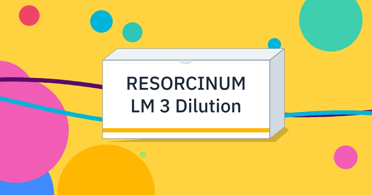 Symbolbild: Packung mit der Aufschrift RESORCINUM LM 3 Dilution (PZN 13047003) – Verfügbarkeit und Bezug in Apotheken in Frankfurt am Main