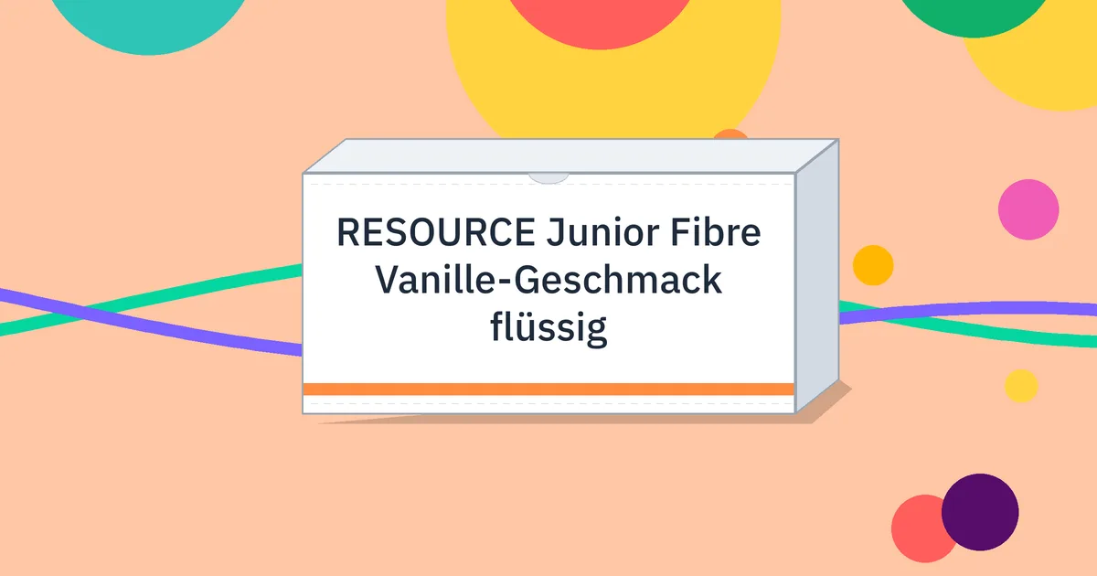Symbolbild: Packung mit der Aufschrift RESOURCE Junior Fibre Vanille-Geschmack flüssig (PZN 13912286) – Verfügbarkeit und Bezug in Apotheken in Frankfurt am Main