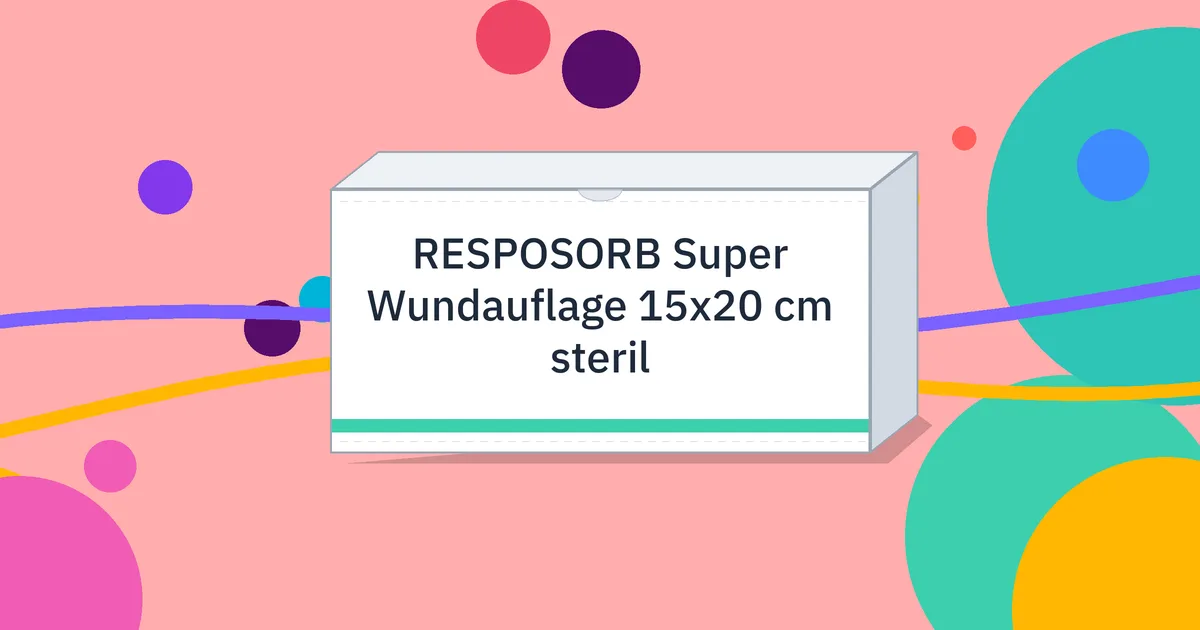 Symbolbild: Packung mit der Aufschrift RESPOSORB Super Wundauflage 15x20 cm steril (PZN 20807029) – Verfügbarkeit und Bezug in Apotheken in Frankfurt am Main