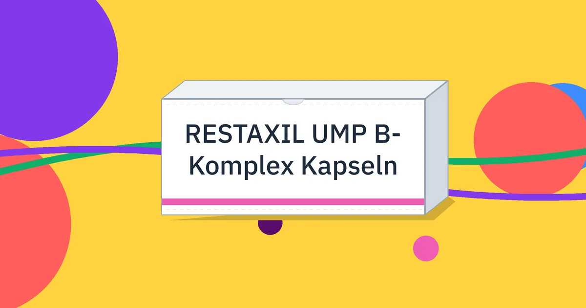 Symbolbild: Packung mit der Aufschrift RESTAXIL UMP B-Komplex Kapseln (PZN 16198926) – Verfügbarkeit und Bezug in Apotheken in Frankfurt am Main
