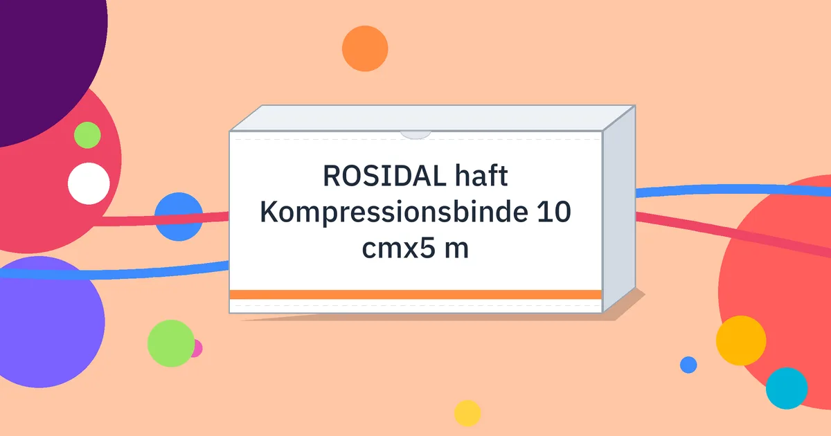 Symbolbild: Packung mit der Aufschrift ROSIDAL haft Kompressionsbinde 10 cmx5 m (PZN 18913617) – Verfügbarkeit und Bezug in Apotheken in Frankfurt am Main