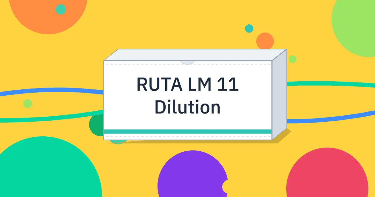 Symbolbild: Packung mit der Aufschrift RUTA LM 11 Dilution (PZN 13173699) – Verfügbarkeit und Bezug in Apotheken in Frankfurt am Main
